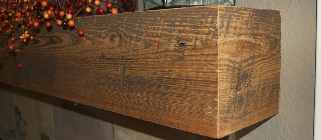 Rustic Wood Beam Shelf